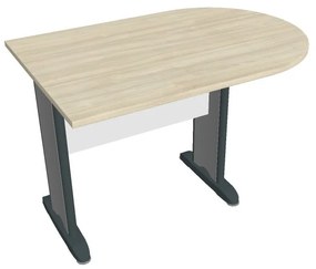 Stůl jednací oblouk 120 cm - Hobis Cross CP 1200 1 Dekor stolové desky: akát, Dekor lamino podnože: bílá, Barva nohou: černá