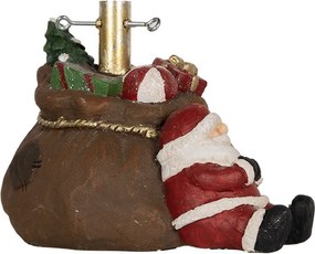 Hnědý stojan na stromek ve tvaru pytle a se Santou Christmas - 46*31*30 cm