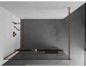 Mexen Kioto, sprchová zástěna Walk-in s poličkou a věšákem 135 x 200 cm, 8mm čiré sklo, profil růžové zlato, 800-135-121-60-00