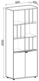 Vysoká kancelářská skříň Houseland Profit Pro 01 dub přírodní