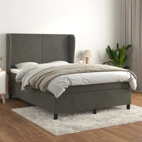 Box spring postel s matrací tmavě šedá 140x200 cm samet 3129094