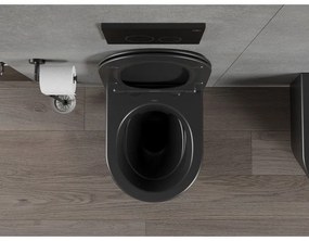 Mexen Rico závěsné wc Rimless s toaletním Slim sedátkem z duroplastu, černá matná - 30721085
