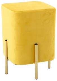 ROGU SUPPLIES sametová taburetka ve tvaru kostky - žlutá barva