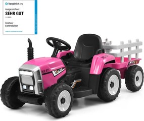 Costway 12 V dětský traktor s přívěsem elektrické autíčko – 135 × 51 × 53 cm
