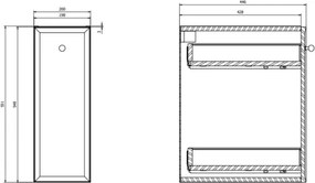 Cersanit S1022-007 - Závěsná koupelnová skříňka MILLE 20x45 cm matná černá
