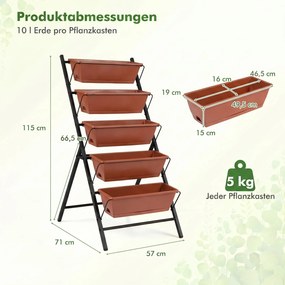 Costway 5-Tier Vertikální vyvýšený záhon rostlinný záhon s 5 vyjímatelnými