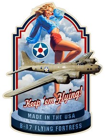 Modrá nástěnná kovová cedule B-17 - 45*1*60 cm