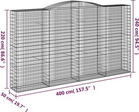 Klenuté gabionové koše 6 ks 400x50x220/240cm pozinkované železo 3147078