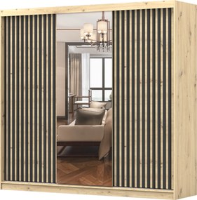 IDZ Šatní skříň WERONA 3D, 233 cm Dub Artisan/Černá