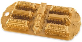 Nordic Ware Forma na bábovku Polární expres plát se 7 formičkami zlatá