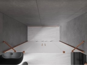 Mexen Velar Duo, posuvné sprchové dveře do otvoru 200 cm, 8mm sklo námraza, růžové zlato, 871-200-000-32-60