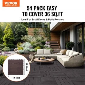 zámkové palubkové dlaždice 54 Kusů 30,5 × 30,5 cm vodotěsné pro verandu tmavě hnědá