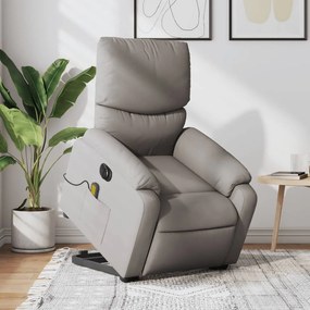 Elektrické zvedací masážní polohovací křeslo taupe textil 3204868