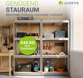 Juskys Kovové regály Easy 160 × 80 × 40 cm, 2 kusy Barva: stříbrná