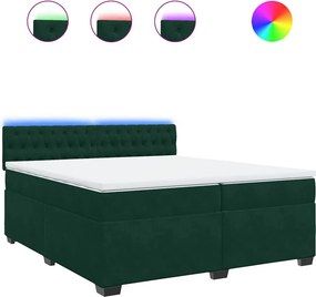 Box spring postel s matrací tmavě zelená 200x200 cm samet 3288711