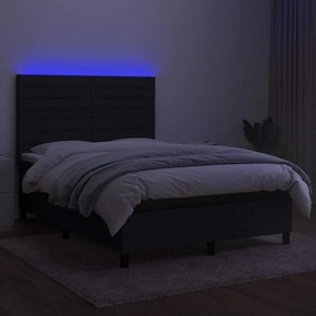 Box spring postel s matrací a LED černá 140x200 cm textil 3134959