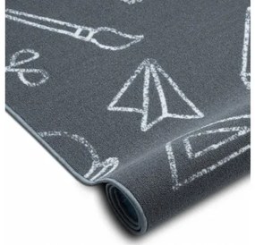 Dětský metrážový koberec SCHOOL šedý