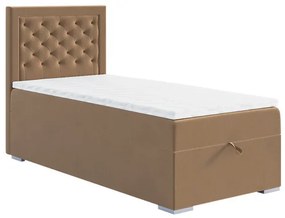 Čalouněná postel Chloe 90x200, béžová, vč. matrace a topperu