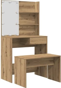 sada toaletního stolku s LED dub artisan kompozitní dřevo 3329184