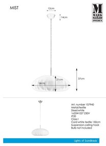 Bílé závěsné svítidlo Markslöjd Mist Pendant