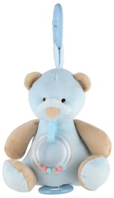 Teddies Medvěd plyš 18cm závěs na postýlku/kočárek nat. hrací strojek modrý na kartě v sáčku 0+