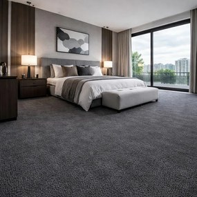 Lano, Metrážový koberec Supersoft 850 tm. šedý, šíře 4m, šedá, ab (mřížka), kancelář