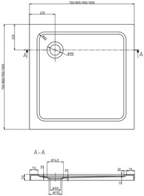 Mexen Rio čtvercový sprchový kout 90 x 90 cm, 5mm sklo, chromový profil-čiré sklo + slim sprchová vanička 5cm, 860-090-090-70-00-4010
