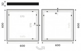 Nimco Černé LED zrcadlo 600x600 ZPC 13066-90