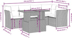 5dílná zahradní sedací souprava s poduškami černá polyratan 3270817