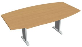 Stůl jednací sud 200 cm - Hobis Cross CJ 200 Dekor stolové desky: buk, Dekor lamino podnože: buk, Barva nohou: Stříbrná