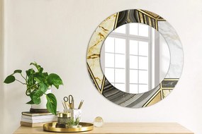 Kulaté dekorativní zrcadlo Agat mramor a zlato fi 50 cm