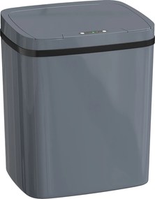 HOMCOM Senzorový odpadkový koš 15 L, automatický koš se dvěma způsoby otevírání, do kanceláře, kuchyně, 27,6 x 21,4 x 33,5 cm, šedý