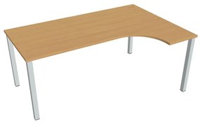 Stůl ergo oblouk levý 180×120/80 cm - Hobis Uni UE 1800 L Dekor stolové desky: buk, Barva nohou: Stříbrná