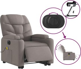 Elektrické zvedací masážní polohovací křeslo taupe textil 3204640