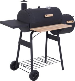 Outsunny 3v1 uhlíkový gril a udírna BBQ 124x53x104 cm s teploměrem a koly | Aosom
