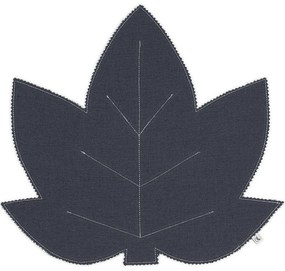 Lněné prostírání javorový list grafitová se stříbrem 37x37cm