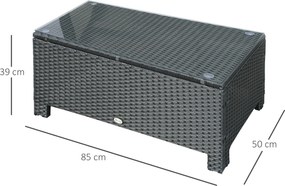 Zahradní stolek Outsunny z polyratanu odolného proti povětrnostním vlivům černý 85x50x39cm na balkon terasu | Aosom.de