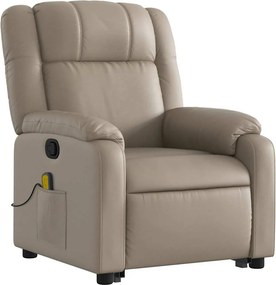 Zvedací masážní polohovací křeslo cappuccino umělá kůže 3205163