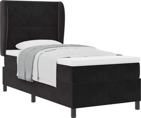Postel s boxspringem s čelo Černý 190 x 90 cm samet 3340960