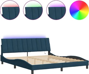 Rám postele s LED osvětlením bez matrace Hanko modrý 180 x 200 cm samet 3213797