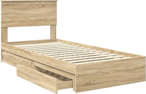 Postel s úložným prostorem se zásuvkou Sonoma dub 90 x 200 cm 3410835