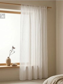 Sinsay - Sada záclon na řasící pásce s lesklou geometrickou výšivkou 2 pack - bílá