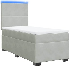 Box spring postel s matrací světle šedá 90x200 cm samet 3293104