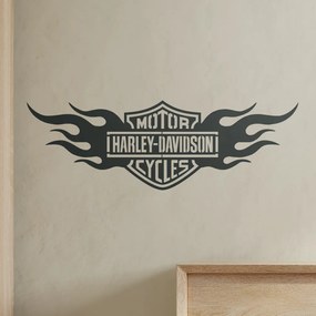 Živá Zeď Samolepka na zeď Harley Davidson oheň