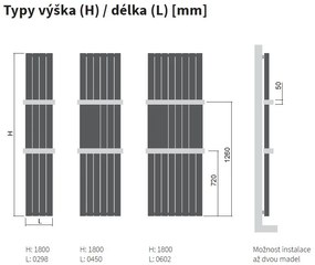 Isan Collom Uni 1800 x 298 mm koupelnový radiátor bílý