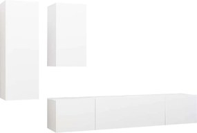 4dílný set TV skříněk bílý kompozitní dřevo 3078732