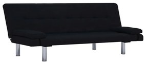 vidaXL 282189 Marketos Sofa Bed with Two Pillows Black Polyester
