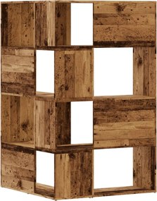 Rohová knihovna 4patrová old wood 85x85x140 cm kompozitní dřevo 3307817