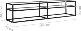 TV stolek průhledný 180 x 40 x 40,5 cm tvrzené sklo 331722