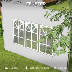 Outsunny sada 2 bočních panelů pro altán 3x3/3x4 m, boční stěna s oknem, voděodolná bílá barva